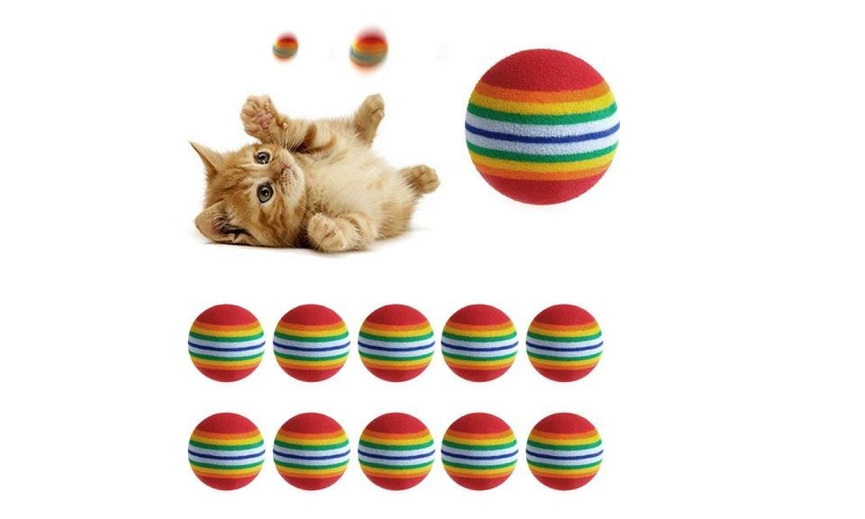 Colorful Ball Interactive Play Chewing Rattle Scratch Cat Toy 10Pcs ...
