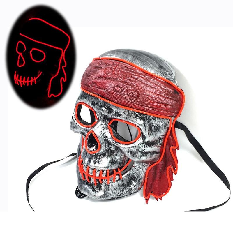 Halloween Neon Cosplay Horror Ghost Red LED Party Mask Glow In Dark ...