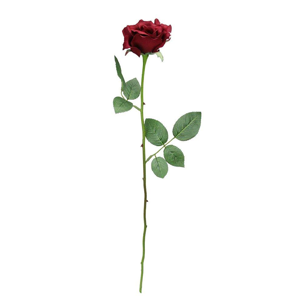 23" Artificial Single Long Stem Burgundy Rose Pick for Valentines Day ...