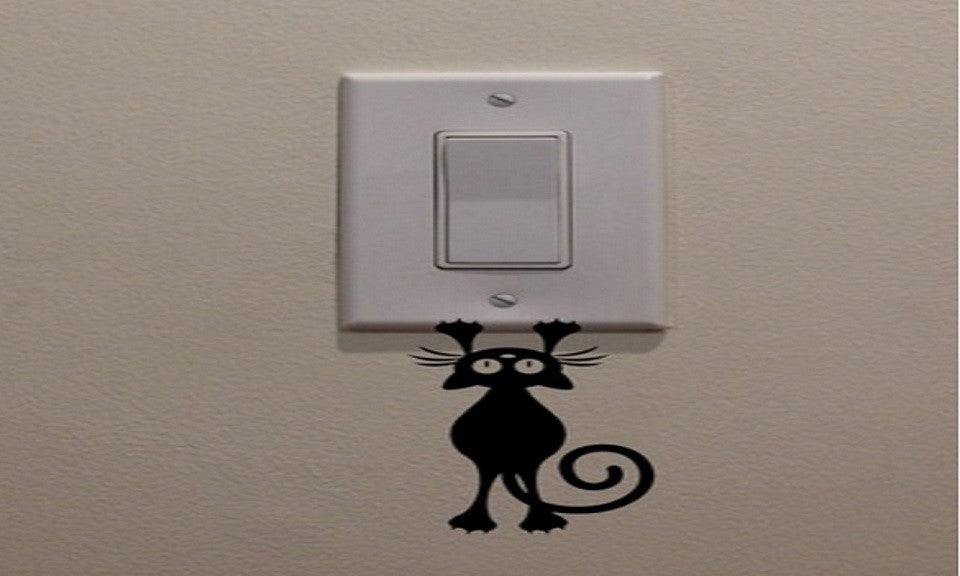 Cat/Kitten Hanging From Light Vinyl Switch Sticker – sparklingselections