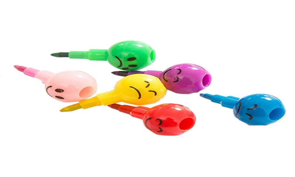 New Cute Stacker Swap Smile Face Crayons for Children – sparklingselections