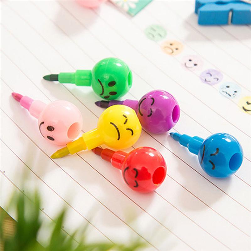 New Cute Stacker Swap Smile Face Crayons for Children – sparklingselections