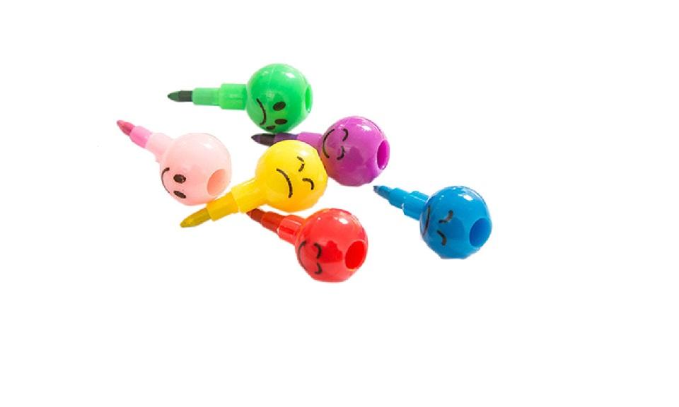Random Color Cute Stacker Swap Smile Face Crayons Drawing Gift for Kid ...