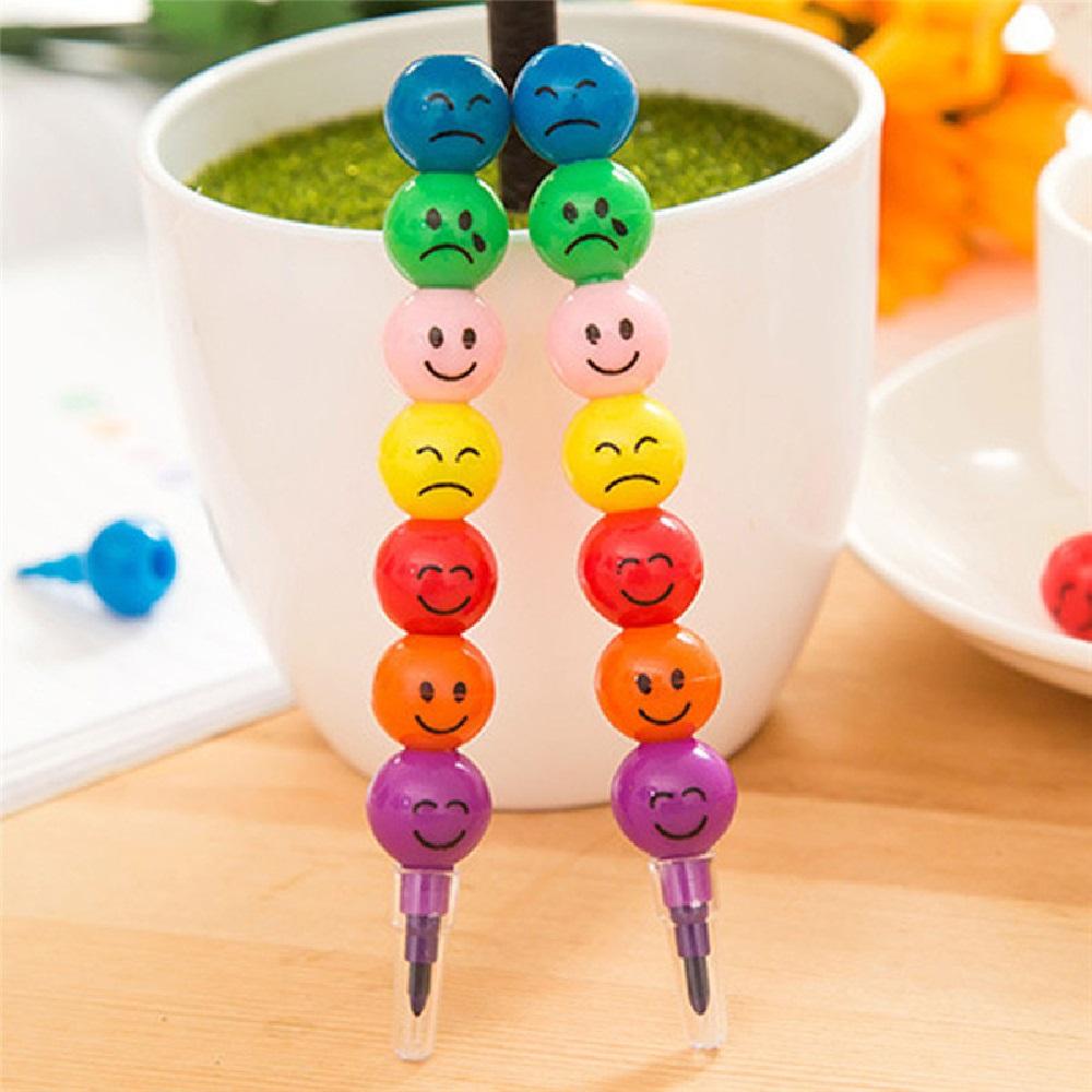 Random Color Cute Stacker Swap Smile Face Crayons Drawing Gift for Kid ...