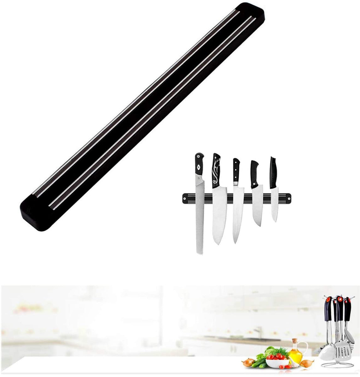 Wall Mounted Stainless Steel Magnetic Knife Holder Utensil Bar High Qu ...