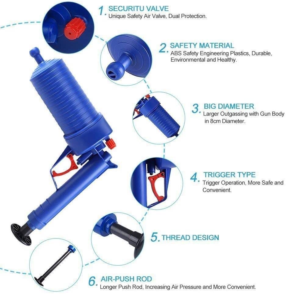 High Pressure Air Drain Blaster Cleaner Bath Toilets, Bathroom, Shower ...