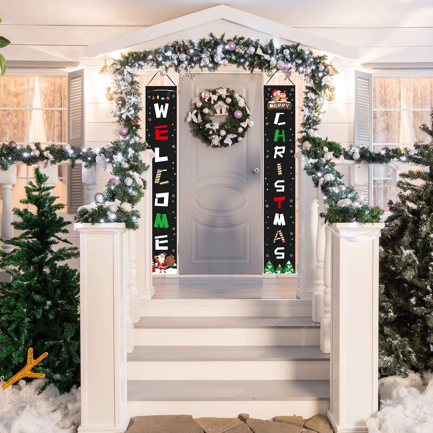 Christmas Porch Sign, Welcome and Merry Christmas Sign for Home Indoor ...