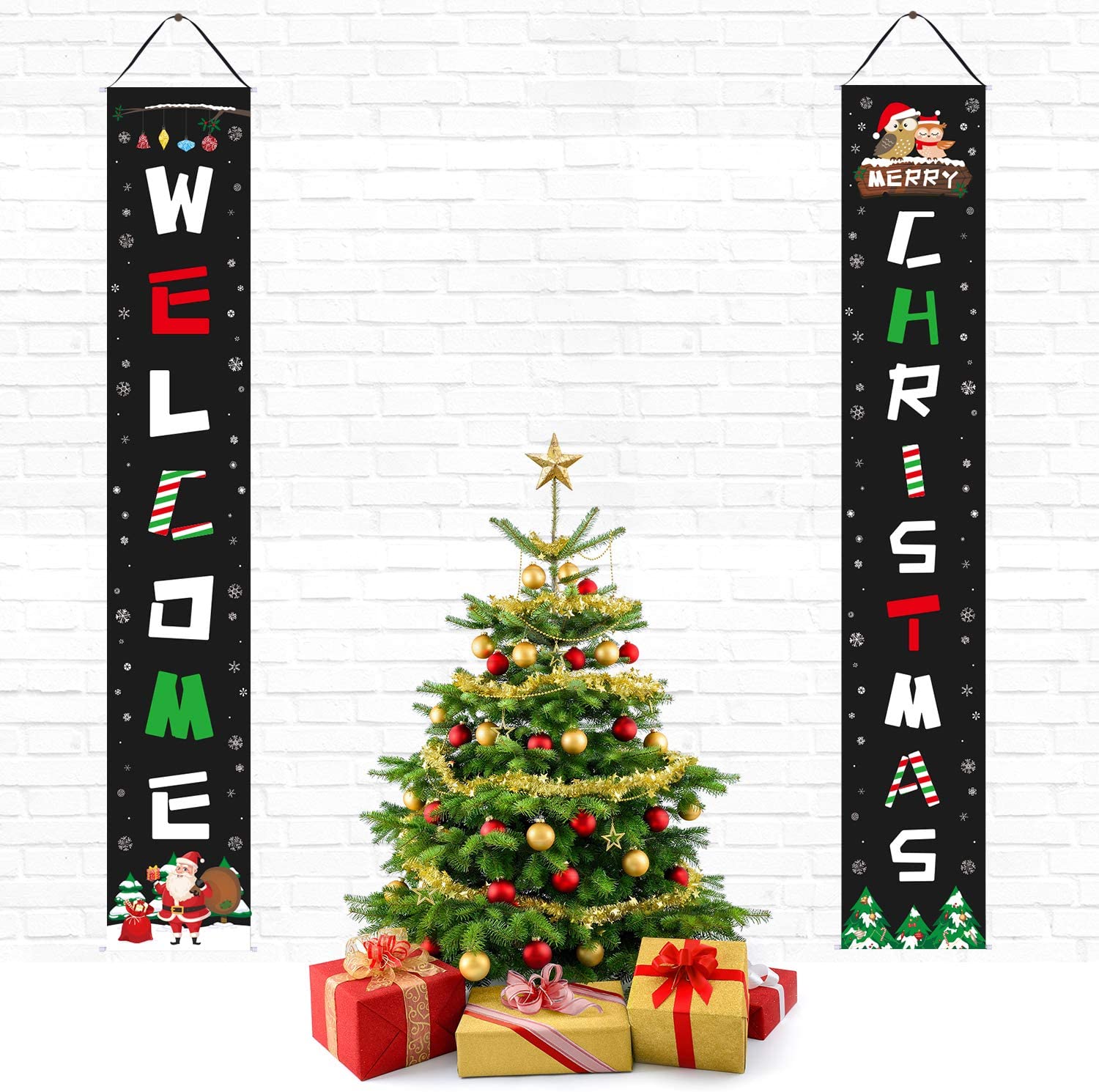 Christmas Porch Sign, Welcome and Merry Christmas Sign for Home Indoor ...