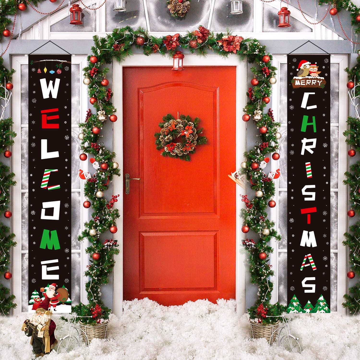 Christmas Porch Sign, Welcome and Merry Christmas Sign for Home Indoor ...