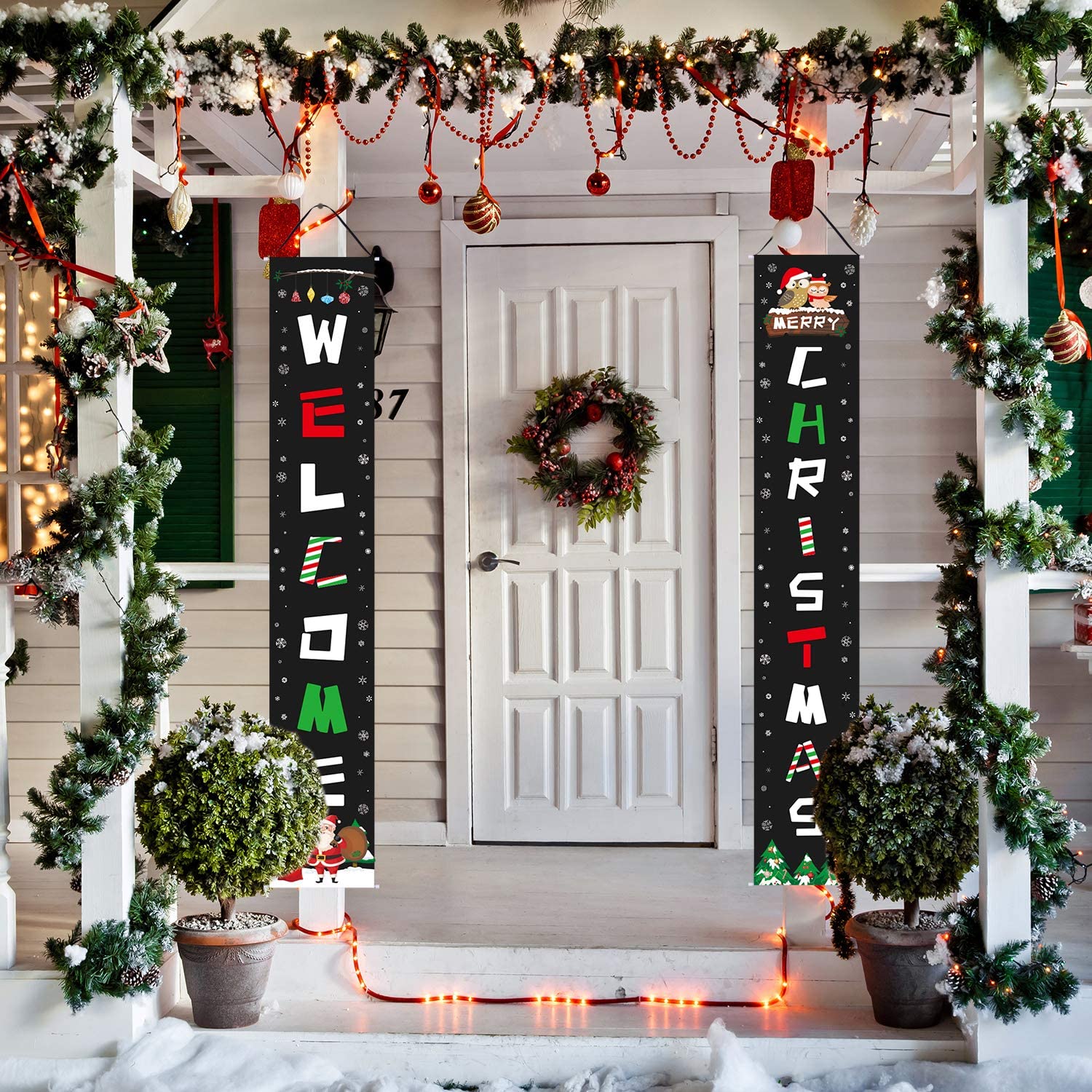 Christmas Porch Sign, Welcome and Merry Christmas Sign for Home Indoor ...