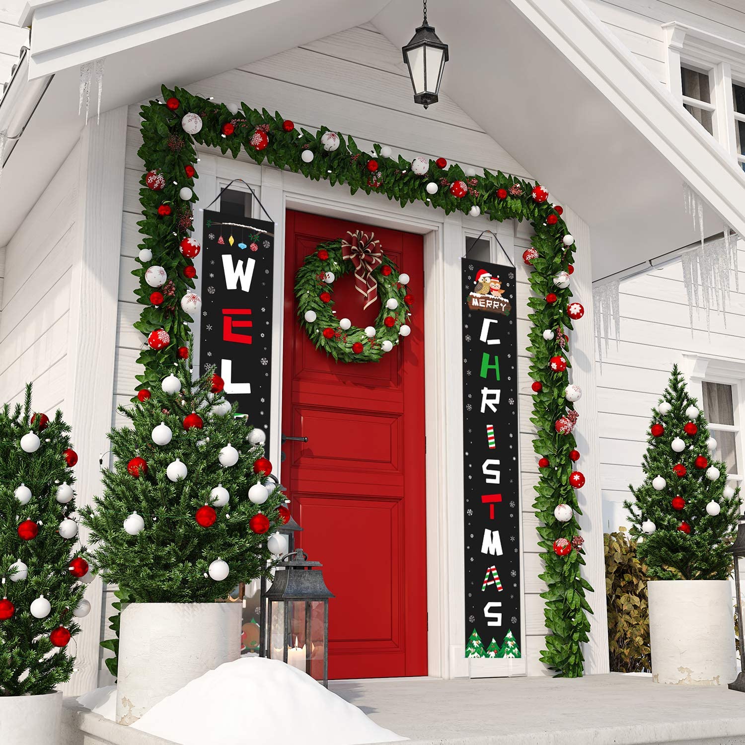 Christmas Porch Sign, Welcome and Merry Christmas Sign for Home Indoor ...