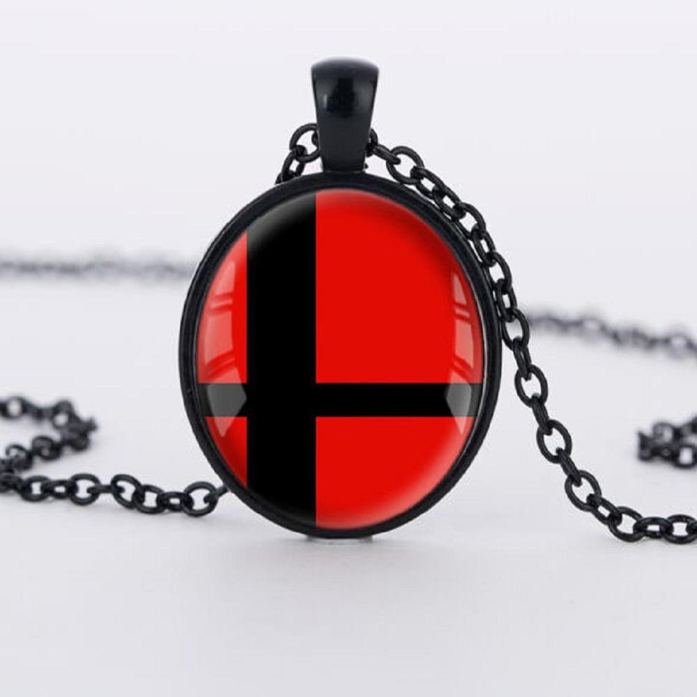 Super Smash Bros Ball red and Black Round Pendant Necklace ...