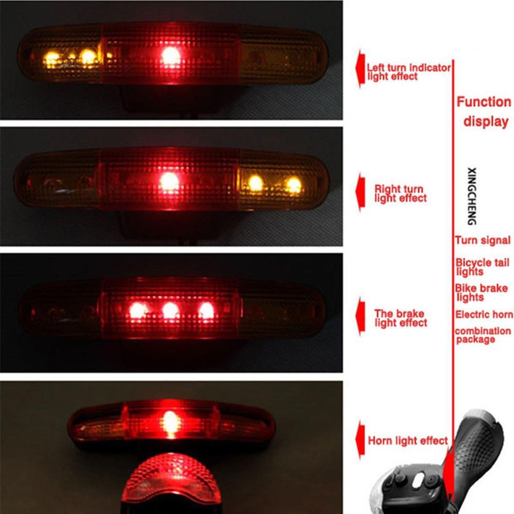 7 LED Bicycle Turn Signal Directional Brake Light Lamp 8 sound Horn ...