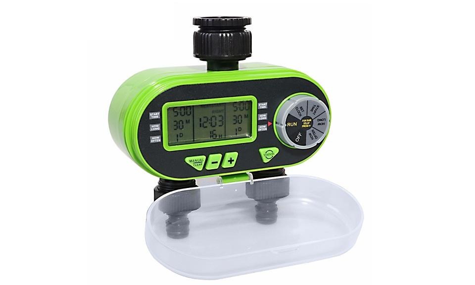 Two Outlet Solenoid Valve Digital Water Timer For Garden Irrigation ...
