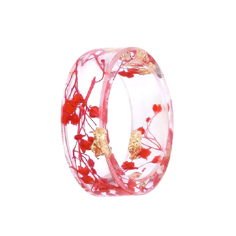 Trendy Dried Flower Transparent Resin Ring For Women Fashion Wedding B ...