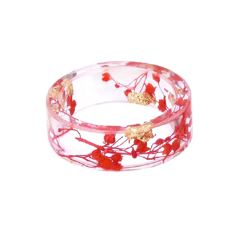 Trendy Dried Flower Transparent Resin Ring For Women Fashion Wedding B ...