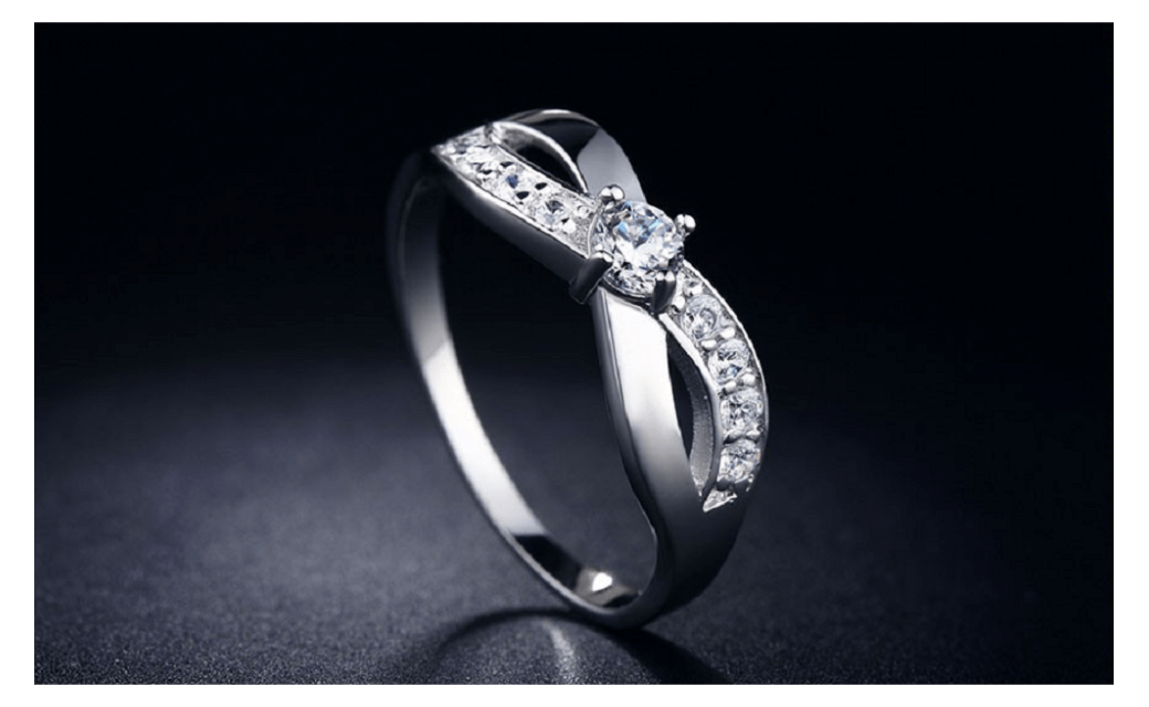 White Gold Plated X Letter Fashion Cubic zirconia Crystal Ring (6 ...