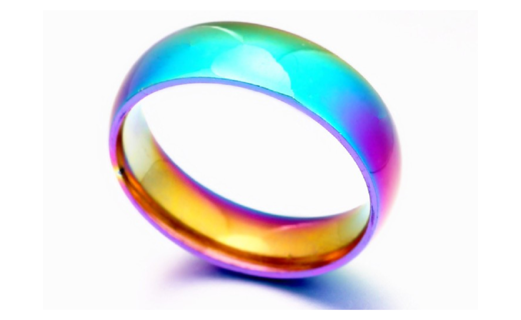 Rainbow Colorful Ring Titanium Steel Wedding Band – sparklingselections