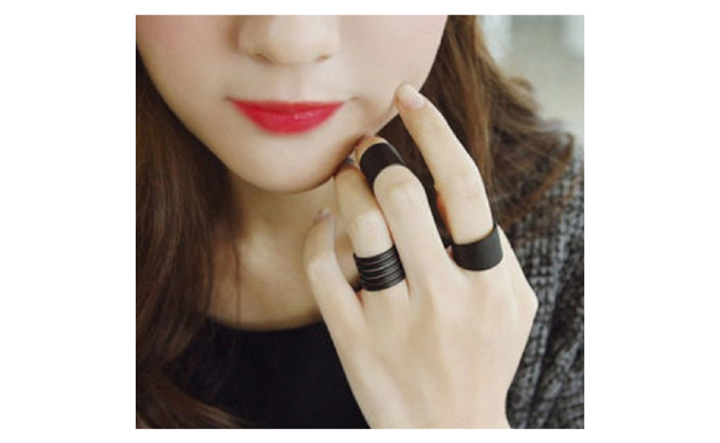 New Fashion Black Stack Plain Above Knuckle Ring Set For Women ...