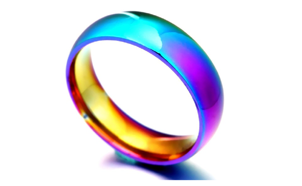 Rainbow Colorful Ring Titanium Steel Wedding Band – sparklingselections