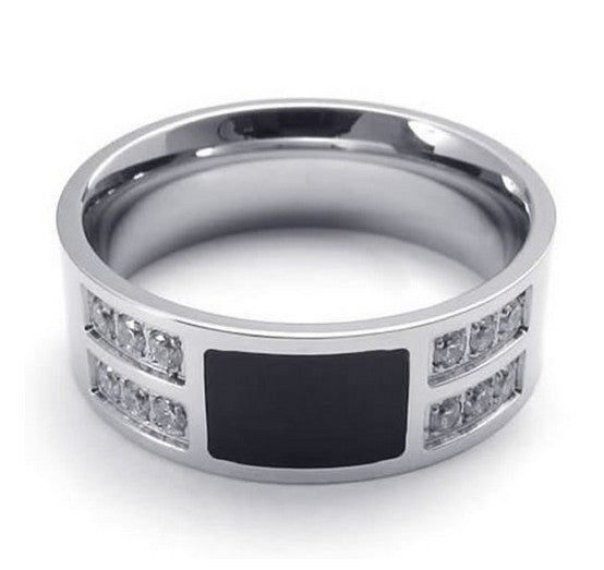 Stainless Steel Beauty Crystal Men Ring With CZ Stone – sparklingselections