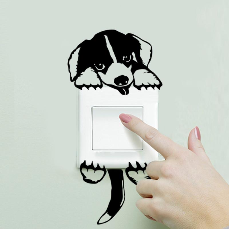 Funny Cute Cartoon Doggy Dog Pet light switch Wall Decal ...