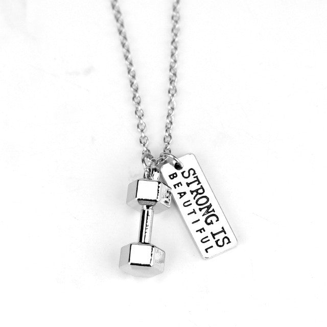 Fitness Gym necklace dumbbell necklace Pendant Jewelry Bodybuilding Ne ...