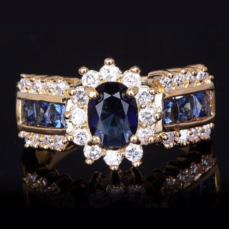 Trendy Blue Crystal Engagement Ring ( 6,7,8,9,10,11,12 ...