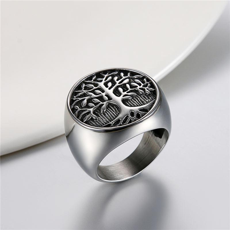 Men Silver Tree Of Life Ring Casting Stainless Steel Rings For Men ...
