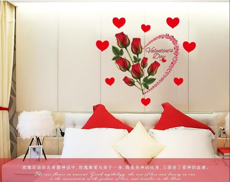 New Red Rose Flower Wall Sticker for Living Room – sparklingselections