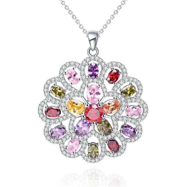 Cubic Zirconia Big Flower Pendant Necklace – sparklingselections
