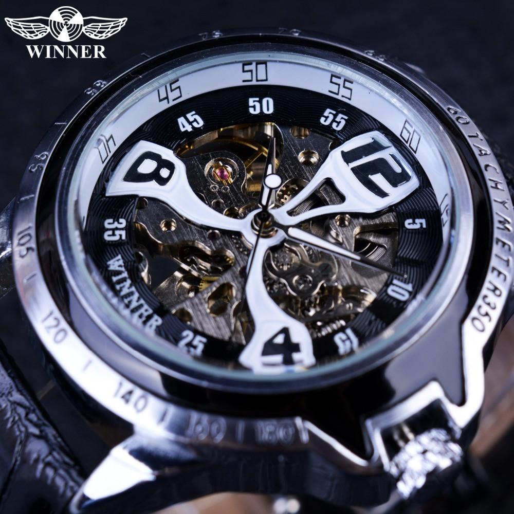 Winner Sport Silver Climbing Design Transparent Men Watches ...