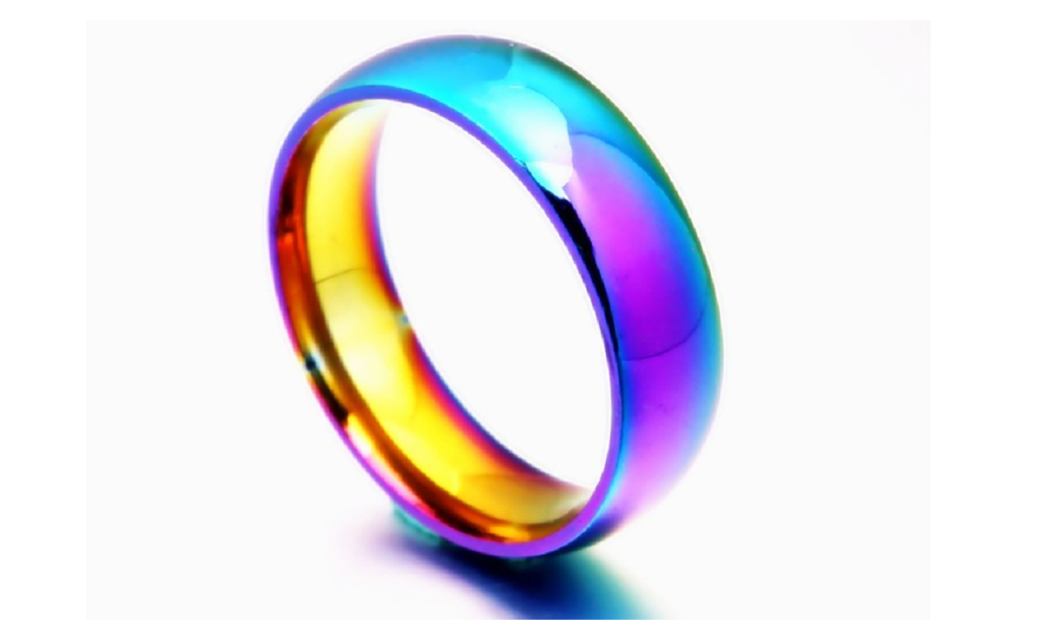 Rainbow Colorful Ring Titanium Steel Wedding Band – sparklingselections