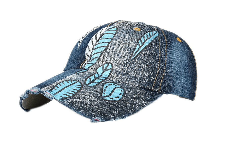 New Hand Painted Leaves Denim Cowboy Hats – sparklingselections