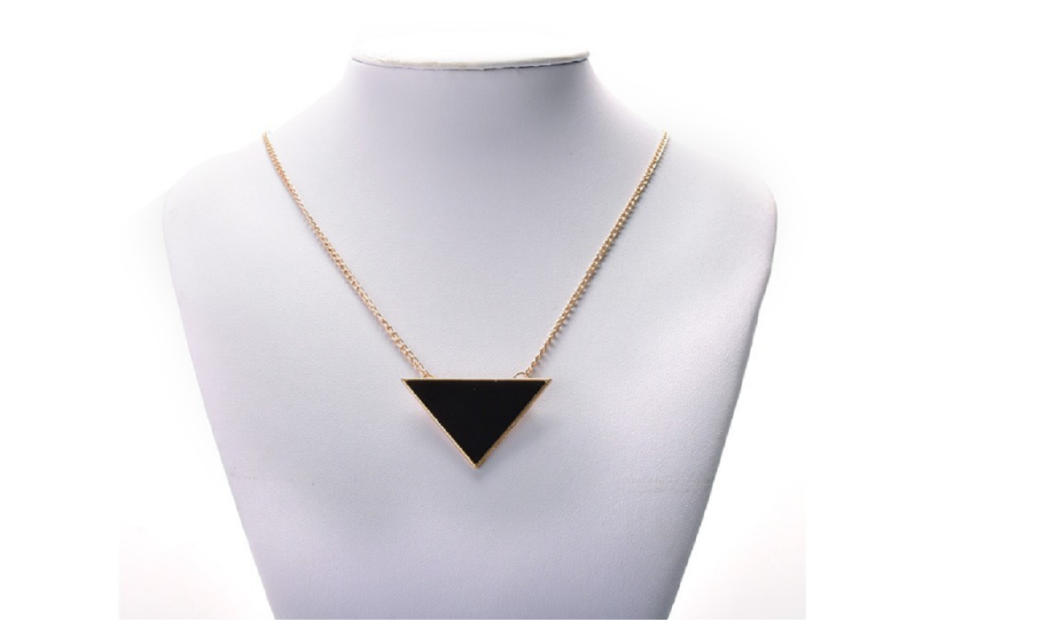 Vintage Korean StarSmall Black Triangle Long Pendant Necklace ...