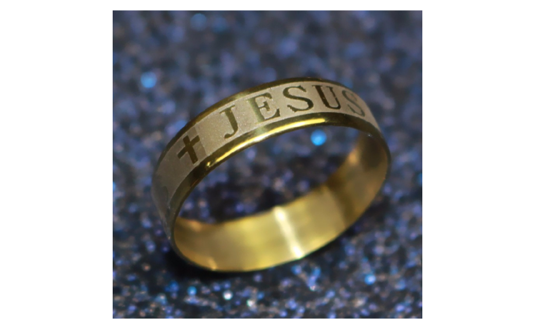 Titanium Steel Gold Plated Jesus Cross Unisex Ring 9 – sparklingselections